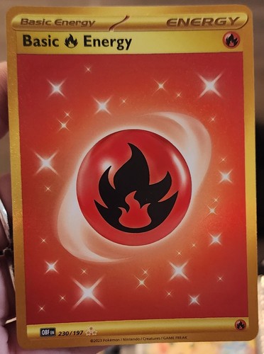 Pokemon Card Basic Fire Energy 230/197 Obsidian Flames Gold Hyper Rare ...