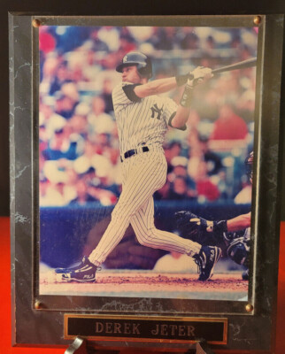 DEREK JETER NY YANKEES 10.5" x 13" WOOD MARBLE LOOK BLACK PLAQUE W ...