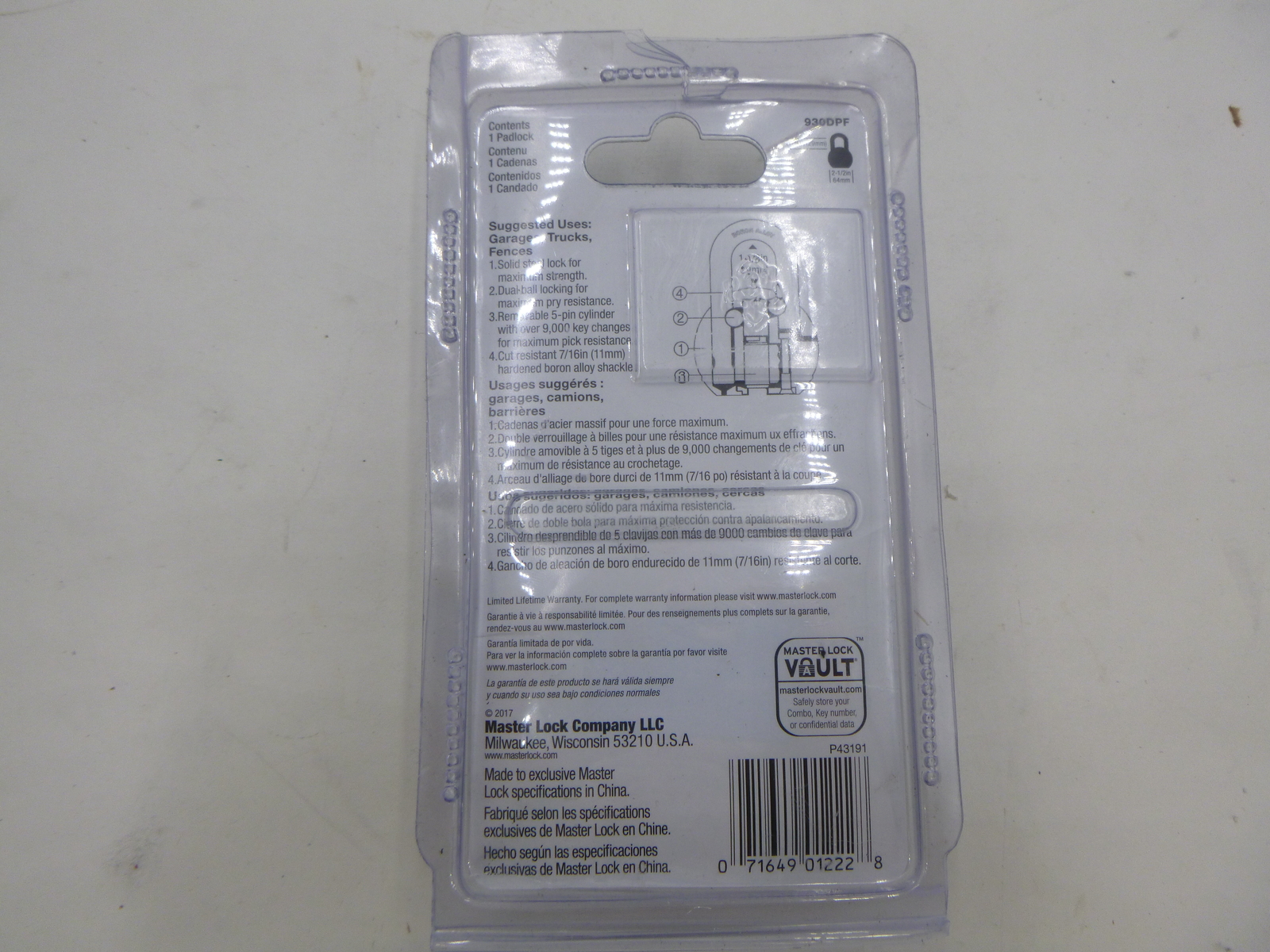 Master Lock 930DPF High Security Keyed Different Padlock with 2-1/2 ...