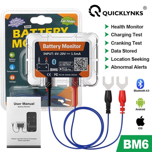 QUICKLYNKS BM6 12V Battery Monitor Tester Charging Cranking Analyzer ...