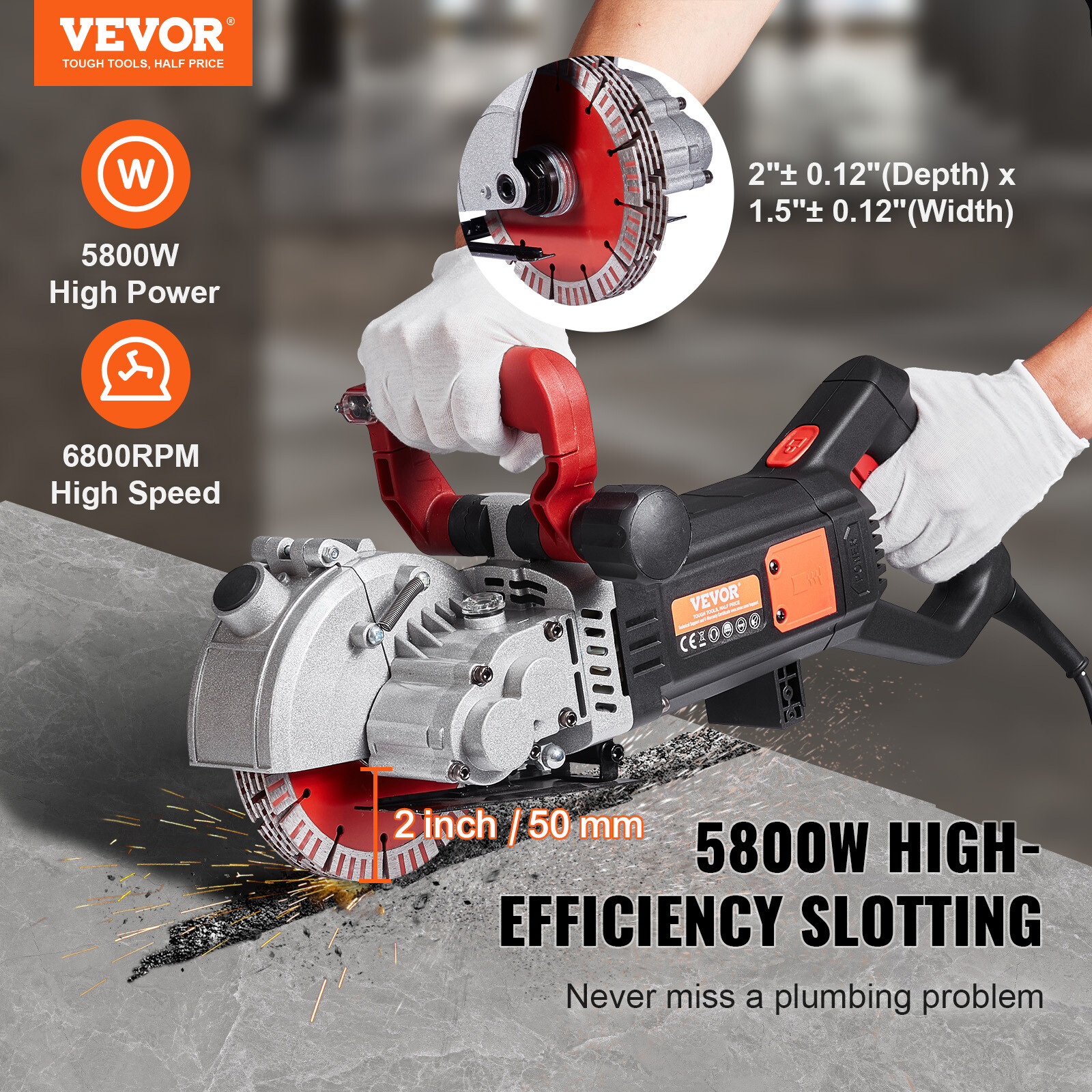 Wall Chaser Wall Groove Cutting Machine 52 mm Depth Wall Slotting ...