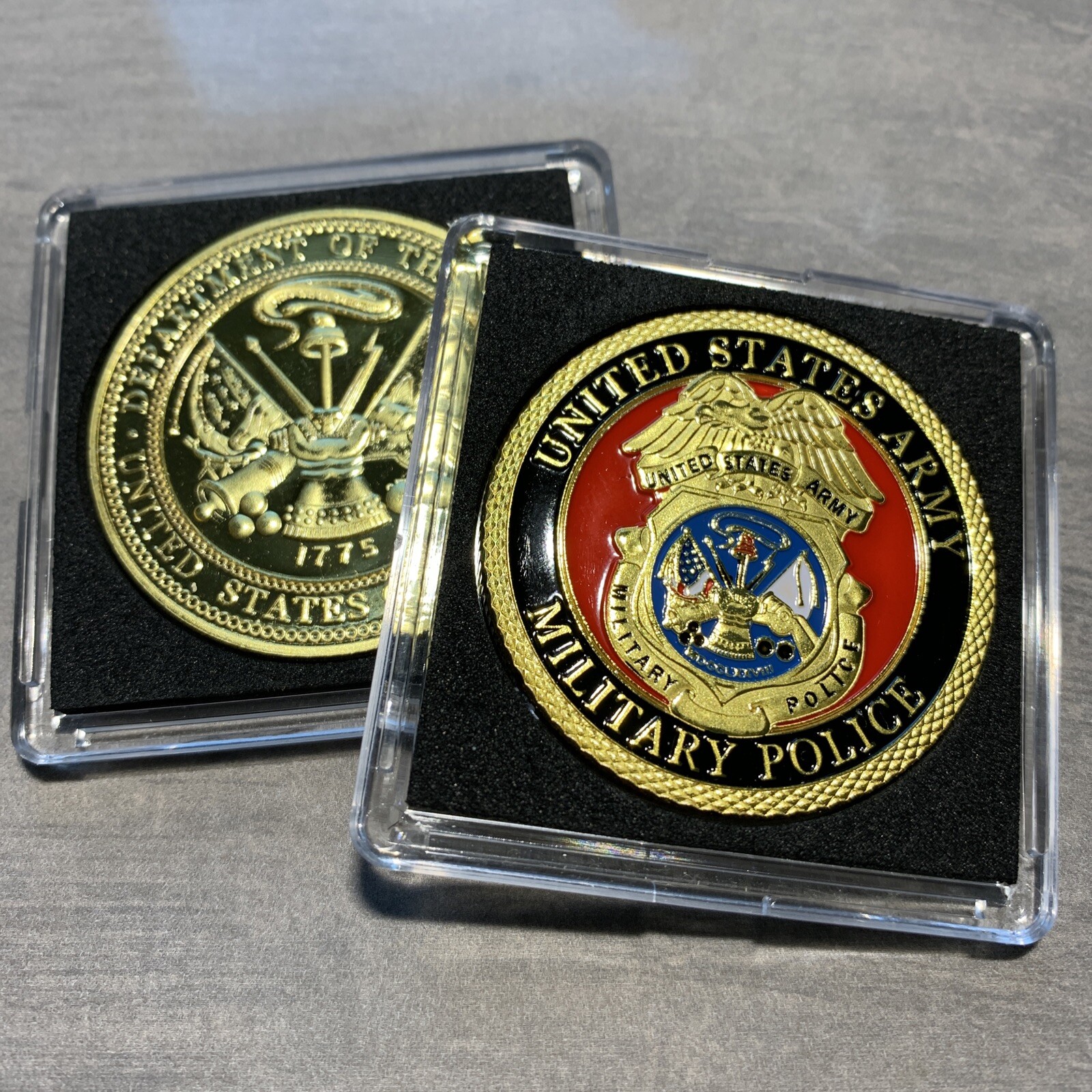 MP-Military Police Army Challenge Coin-Gold PL US Army with CASE! | eBay
