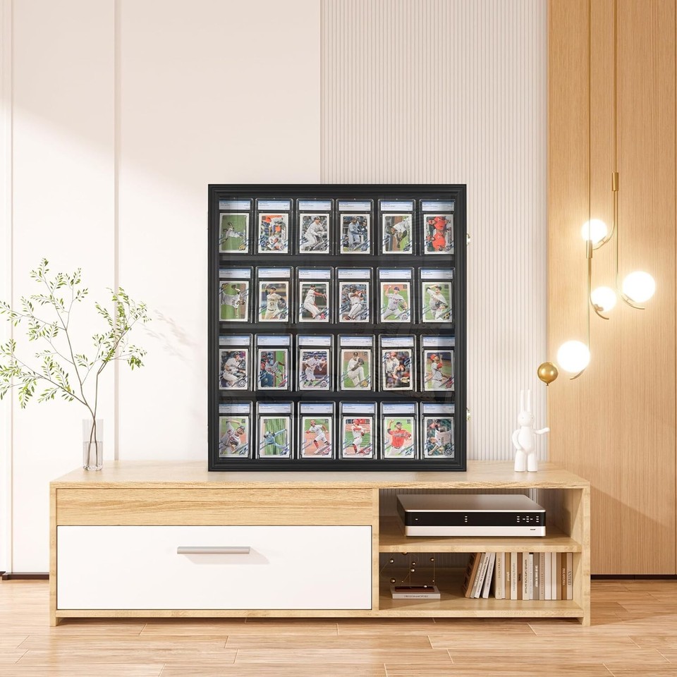 Graded Trading Card Display Case 24 Sport Baseball Football PSA Slabs ...