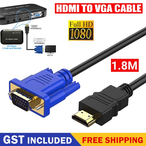 AU HDMI HD Cable Adapter to VGA Converter 1080P Monitor Male Lead 【see ...
