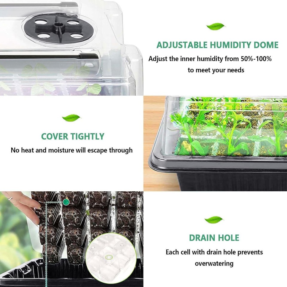 Seed Starter Tray with Grow Light, 2 Packs 80 Cells Seed Starting Kit ...