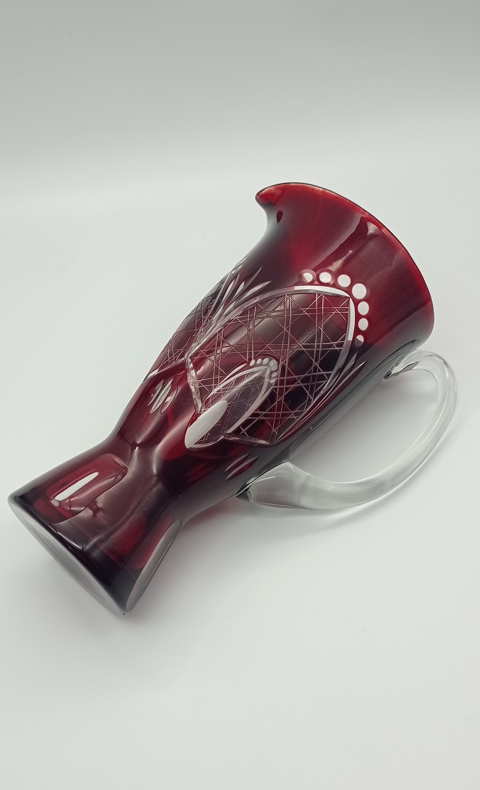 Vintage Bohemian Ruby Flash Drinking Set For Two, Red Pitcher With ...