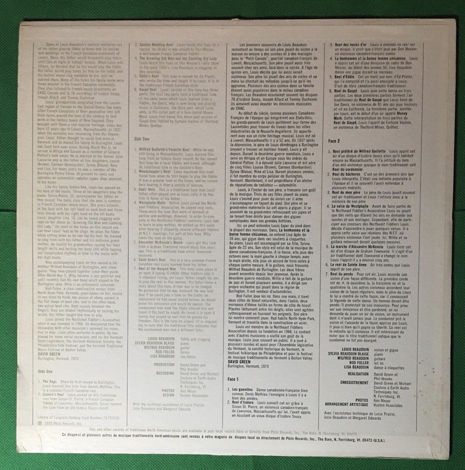 Louis Beaudoin Self-Titled LP 1973 Philo Records 2000 Vermont Label | eBay