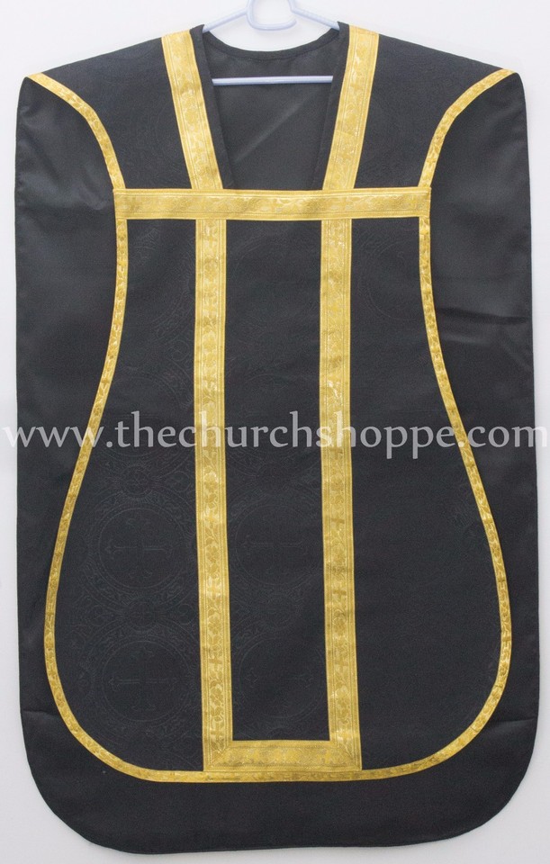 BLACK Roman Chasuble Fiddleback Vestment fiddleback and Mass set ...