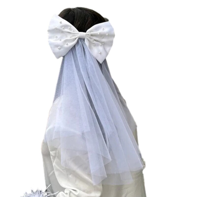 Lace Layered Veil Bride Long Veils with Bowknot Sheer Halloween Bride ...