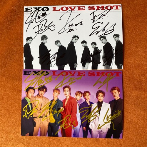 EXO Autographed Signed Photo ALL MEMBERS Autographs LOVE SHOT 4*6 KPOP ...