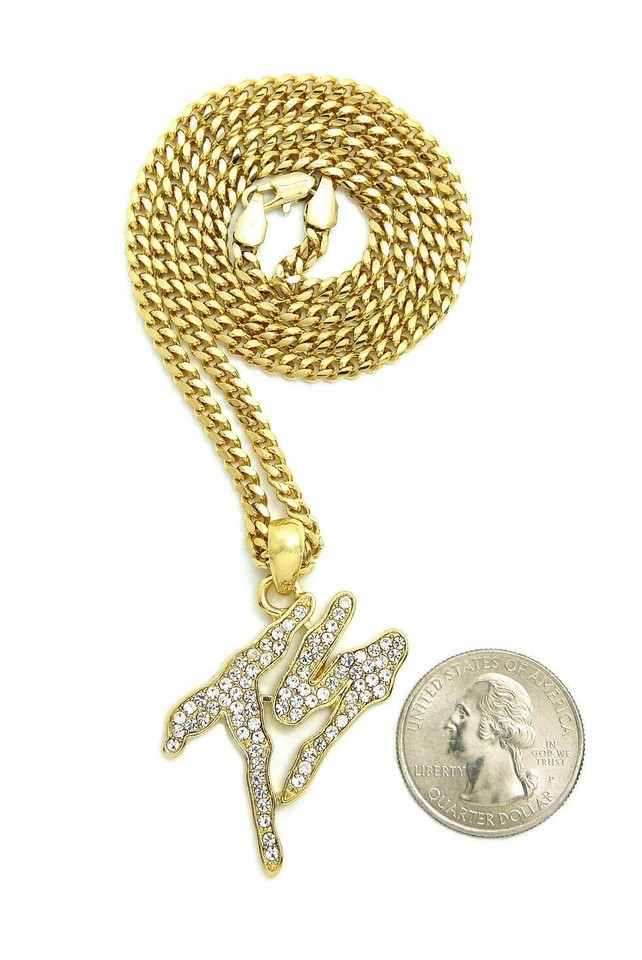 Hip Hop Iced Terror Squad TS CZ Pendant & 24" Box, Rope, Cuban Chain ...