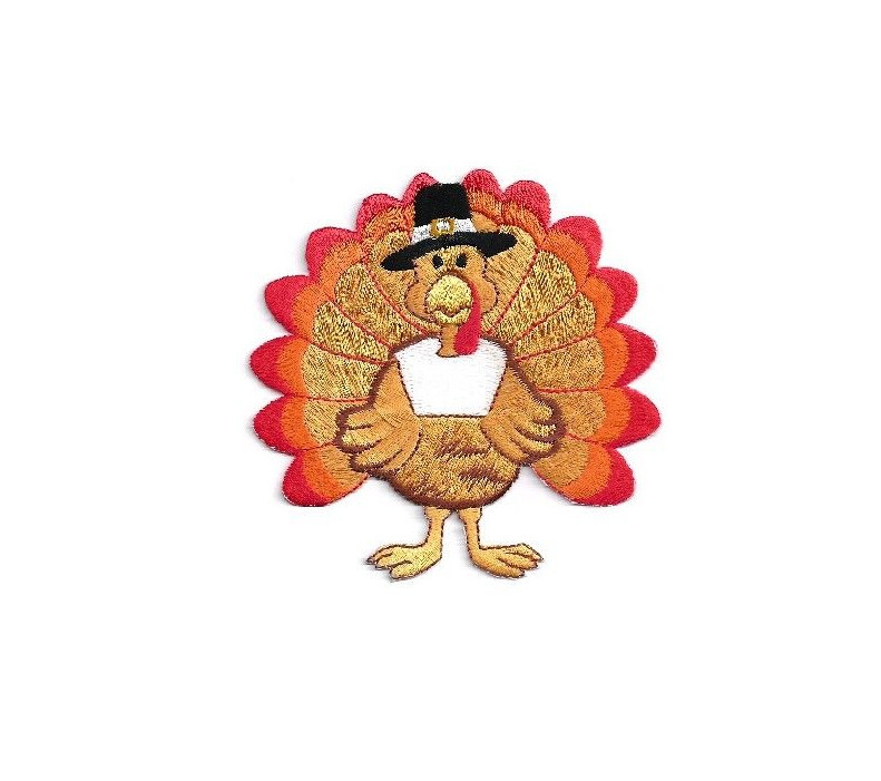 Turkey - Thanksgiving - Fully Embroidered Iron On Applique Patch - 2 3/ ...