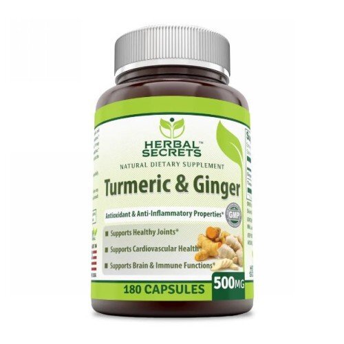 Herbal Secrets Turmeric & Ginger 500 mg 180 VegCaps By Amazing ...