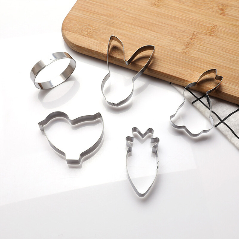 5PCS Easter Egg Rabbit Radish Stainless Steel Cookies Cutter Cake Mold ...