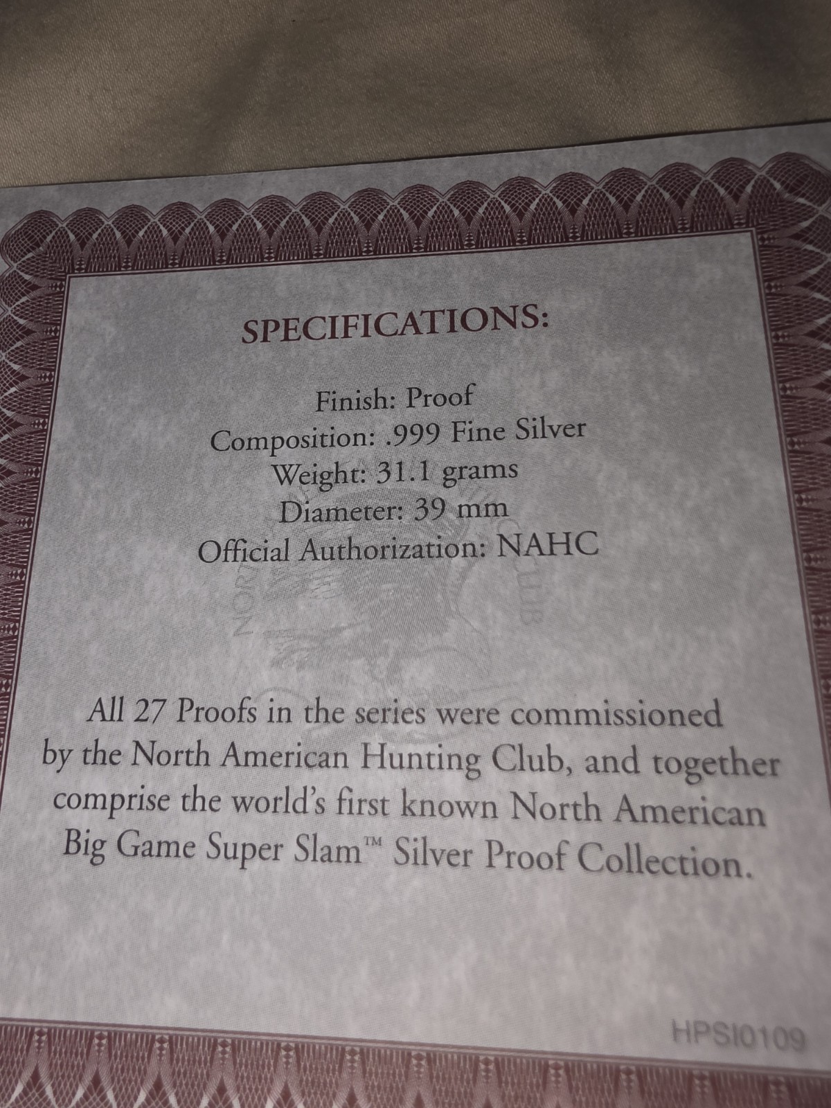 North American Hunting Club Big Game Super Slam Silver Proof 0.999 27oz ...
