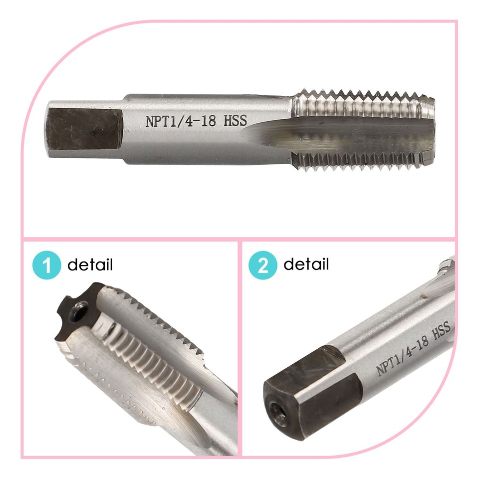 1x High Speed Steel Screw Threaded Tap Hand Tools 1/4 Inch-18 NPT Taper ...