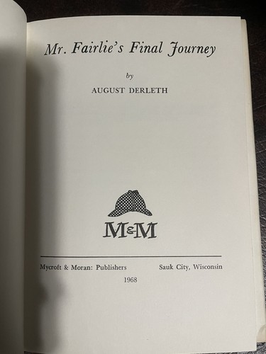 Mr. Fairlie's final journey, by August William Derleth (1968) | eBay
