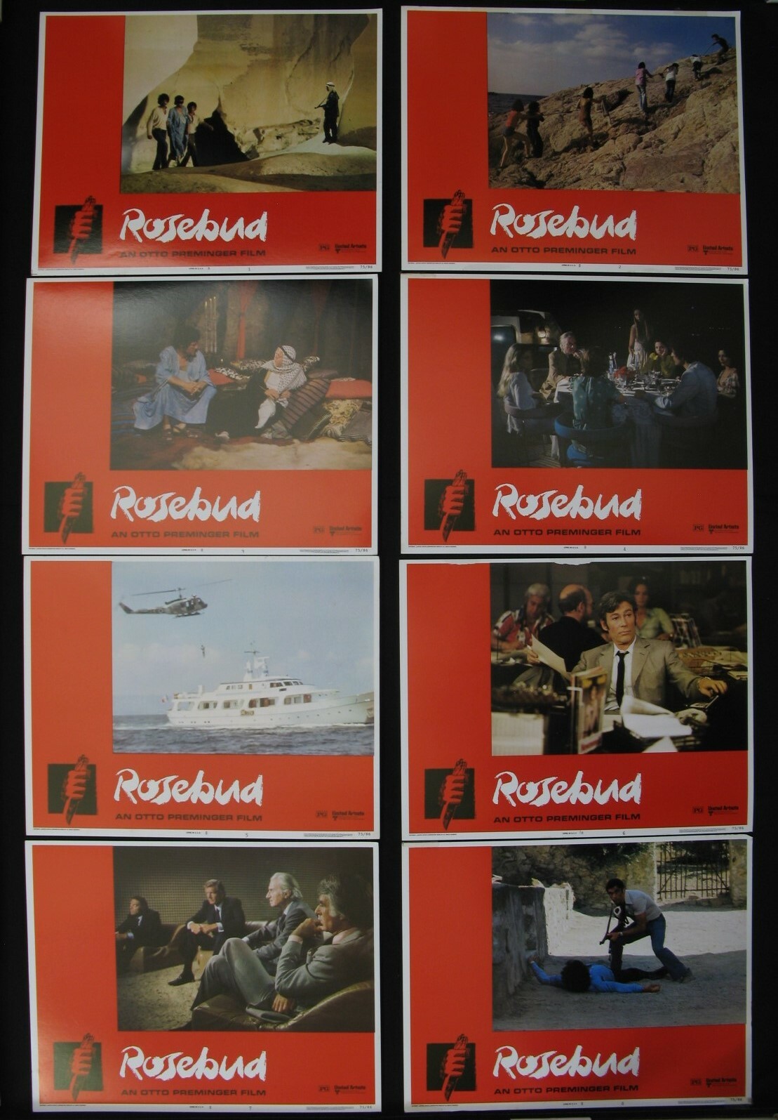Rosebud 11x14 original lobby cards 1975 Pete O'Toole, Otto Preminger | eBay