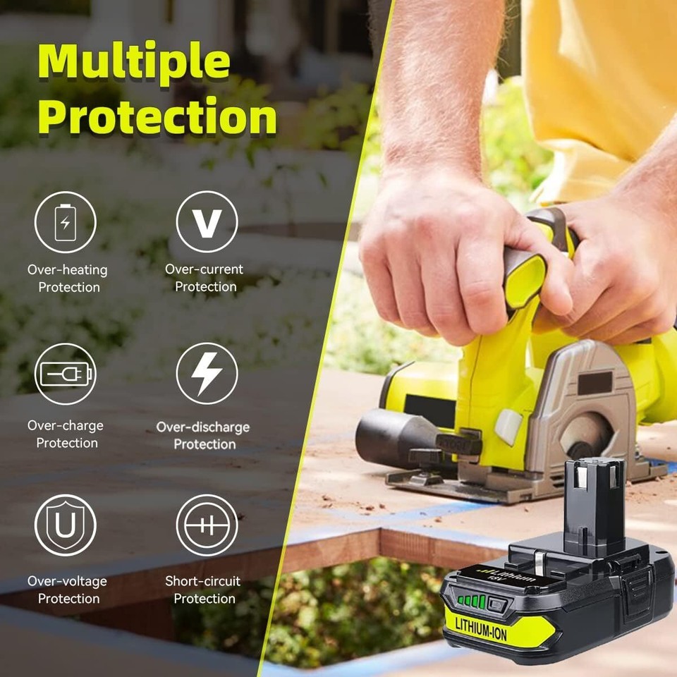 4Pack Battery 3.6Ah Lithium P102 for Ryobi 18V Cordless Tool P108 P105 ...