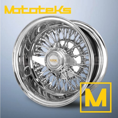 14X7 LUXOR WIRE WHEELS 72 CROSS REV RIM CHROME SINGLE 1 PIECE WHEEL SET ...