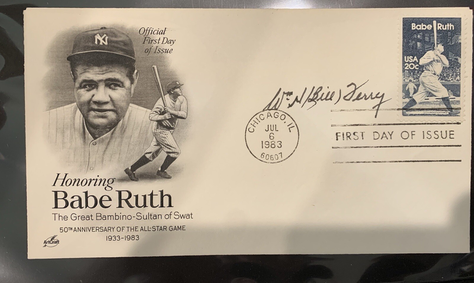 William “ Bill “Terry Giants HOF Autographed First Day Bath Ruth Cover ...