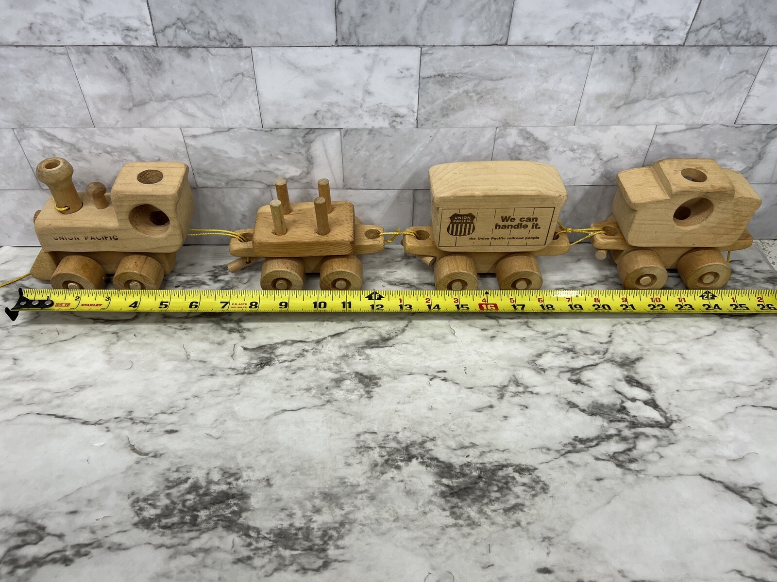 Vintage 1971 OREGON WOODEN TOY CO. 4 PIECE TRAIN SET Union Pacific UP ...