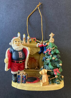 Boston Red Sox Limited Edition Fireside Santa Christmas Ornament | eBay