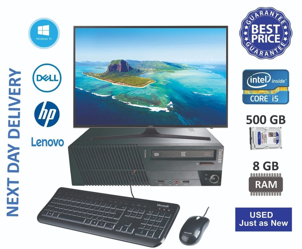 FAST PC COMPUTER i5 i3 DESKTOP TOWER / SFF PC &TFT SET 8GB 16GB WINDOWS ...