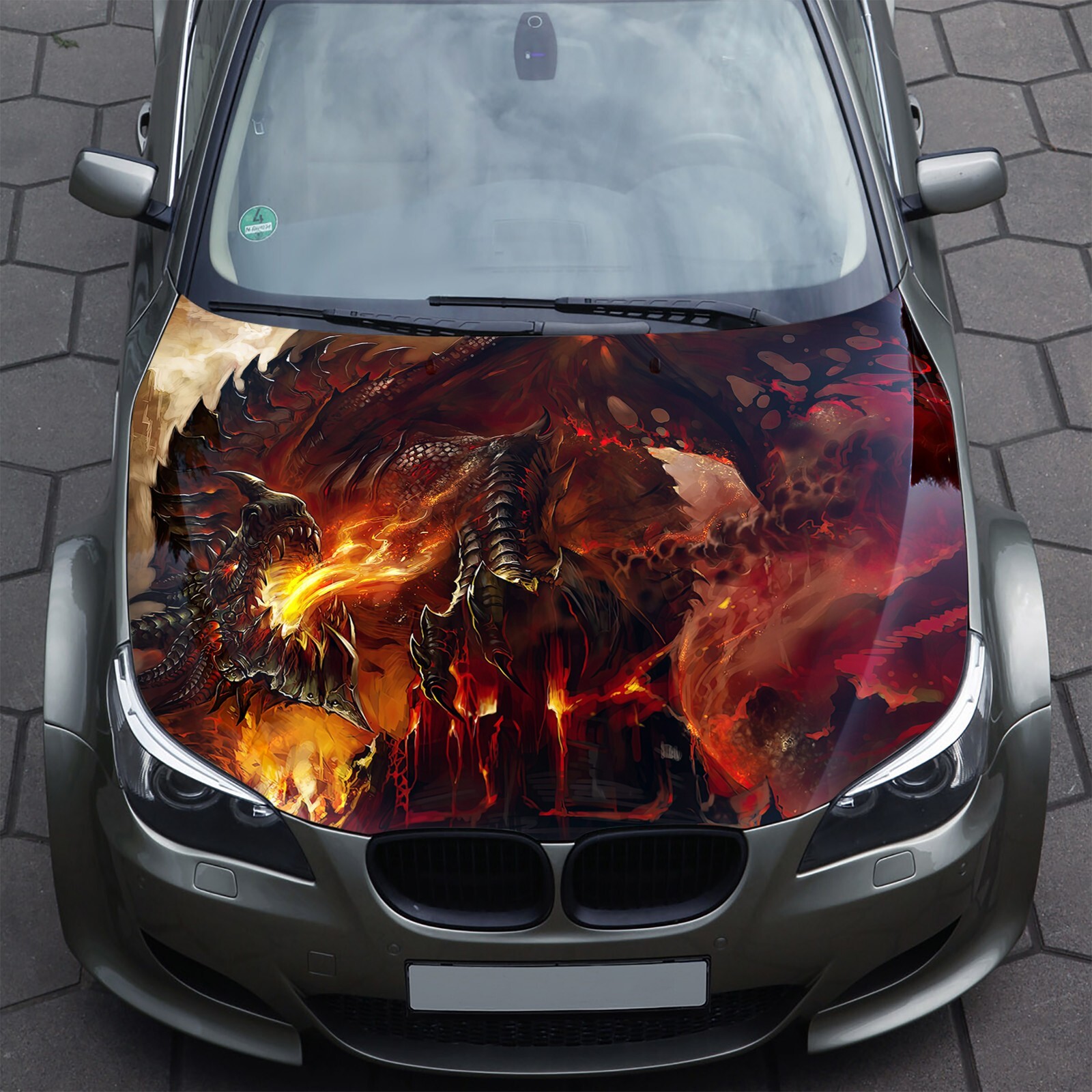 Fire Dragon Car Hood Wrap Decal Vinyl Sticker Full Color Graphic Fit ...
