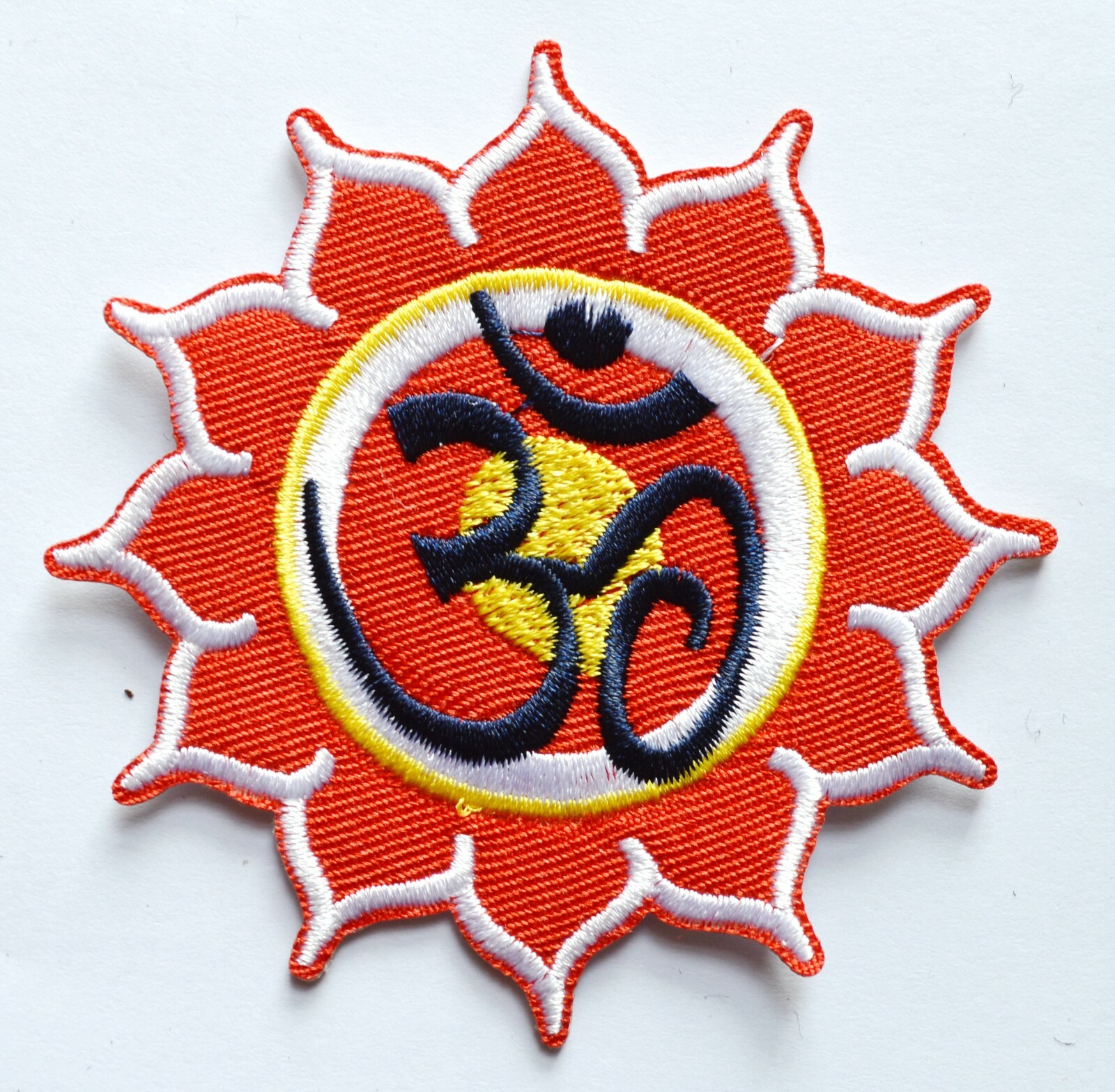 10 Orange Sun OM Hindu Aum Yoga Embroidered Lotus India Iron on Patch ≈ ...
