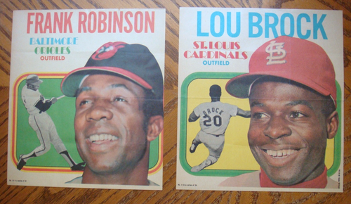 1970 2-Topps BASEBALL POSTER LOT LOU BROCK & FRANK ROBINSON (trimmed ...