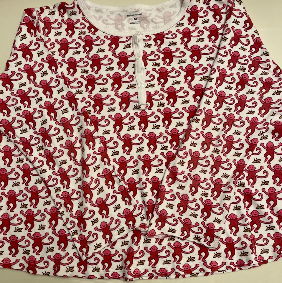 ROLLER RABBIT- Pink Monkey Pajama Set - Super Cute! Size Medium | eBay