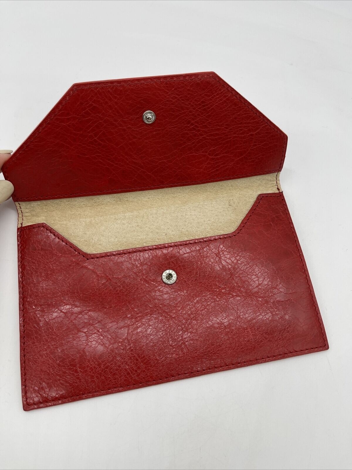 Graphic Image Pebbled Leather Envelope Wallet Red Sli… - Gem