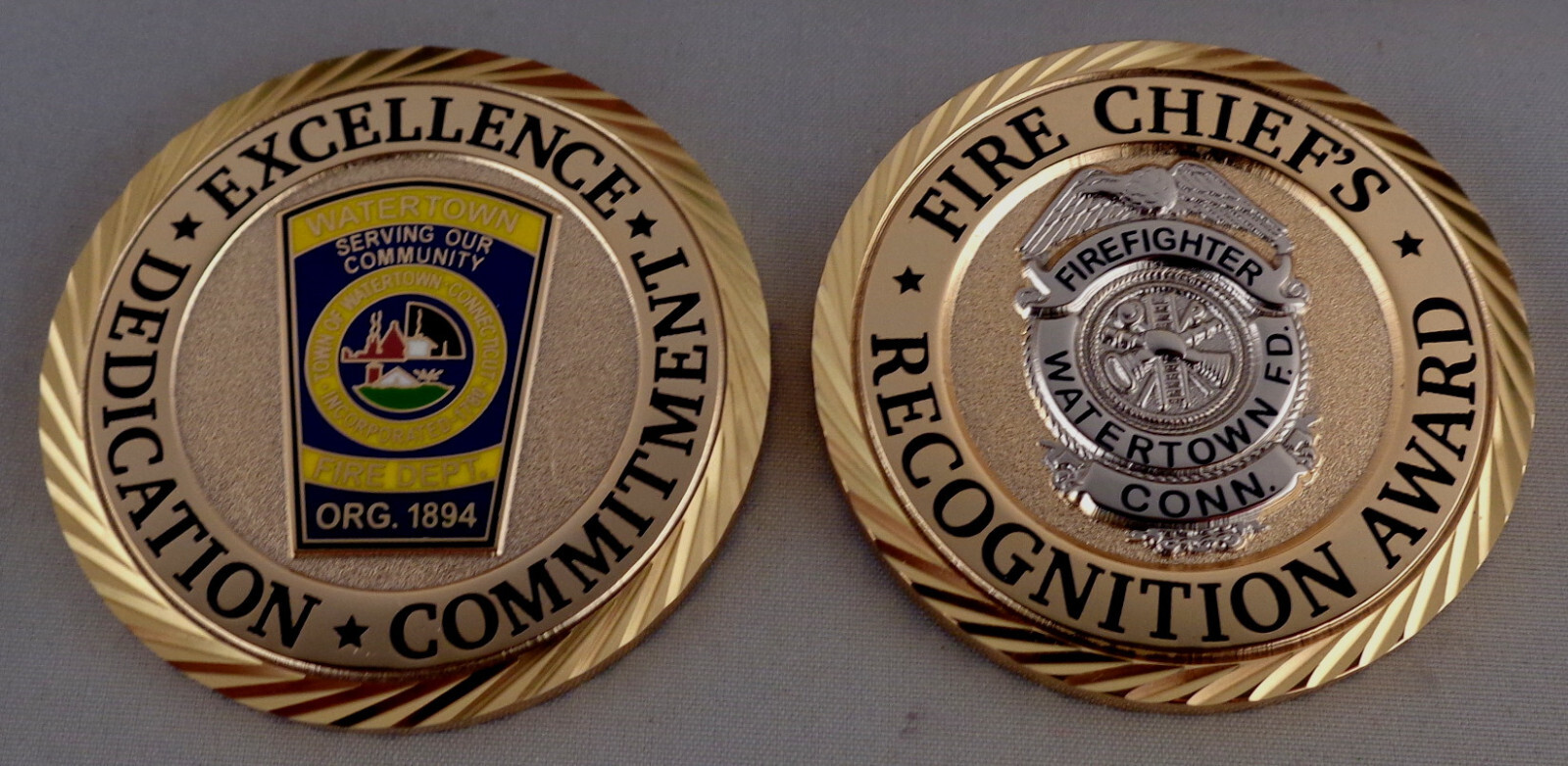 Watertown CT Connecticut Fire Dept CHALLENGE COIN Firefighter Chiefs ...