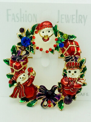 High Quality New Enamel Crystal Wreath Christmas Pin Brooch | eBay