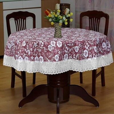 PVC Plastic 4 Seater Round Shape Table Cover Size 60 Inches multi ...