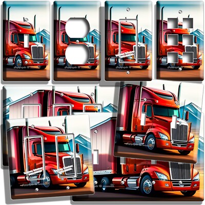 BIG RED FREIGHT TRUCK MOUNTAIN ROAD LIGHT SWITCH OUTLET WALL PLATE ...