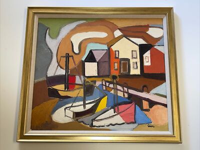 ANTIQUE PAINTING JO CAIN WPA ARTIST FAMOUS NAUTICAL REGIONALISM ...