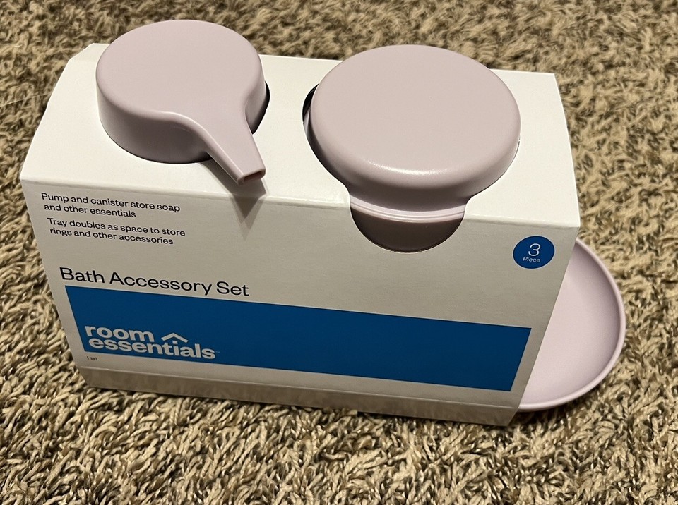 Room Essentials~ 3pc Lavender Bath Bundle Set: Soap Tray & Pump ...