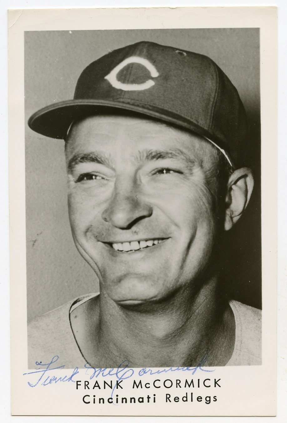 FRANK McCORMICK Signed 1956 Real Cincinnati Reds Team-Issued Postcard ...