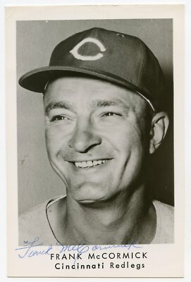 FRANK McCORMICK Signed 1956 Real Cincinnati Reds Team-Issued Postcard ...