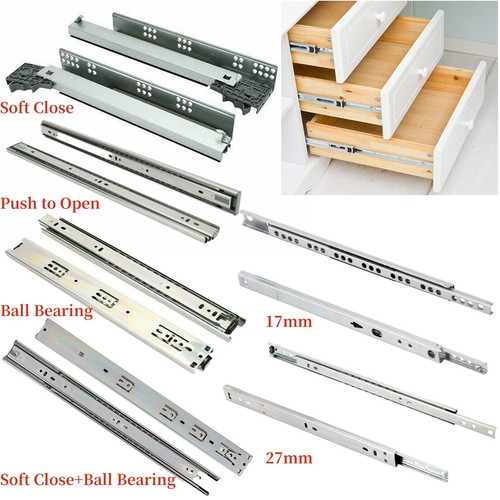 Pair Drawer Runners Heavy Duty Ball Bearing Soft Close, Push to Open ...