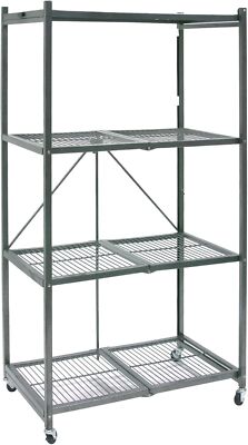 Origami 4 Tier Folding Shelves, Storage Shelving Rack Unit with Wheels ...