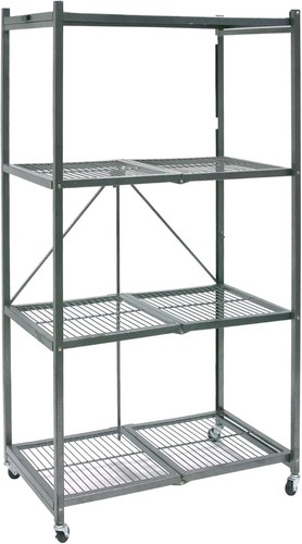 Origami 4 Tier Folding Shelves, Storage Shelving Rack Unit with Wheels ...