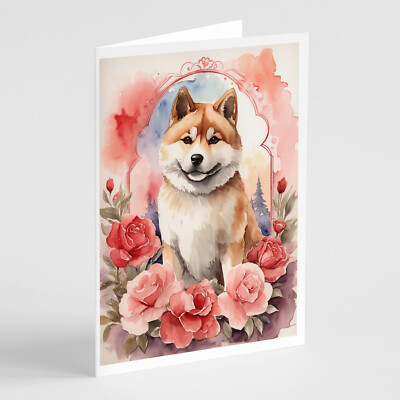 Akita Valentine Roses Greeting Cards and Envelopes Pack of 8 ...