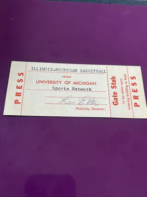 1944-1968 University Of Michigan Media Press Pass Ticket Les Etter 1st ...
