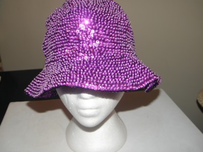SEQUIN BUCKET HAT VIOLET PURPLE FLIPPER CAP FLOPPY BRIM ADORABLE YEAR ...