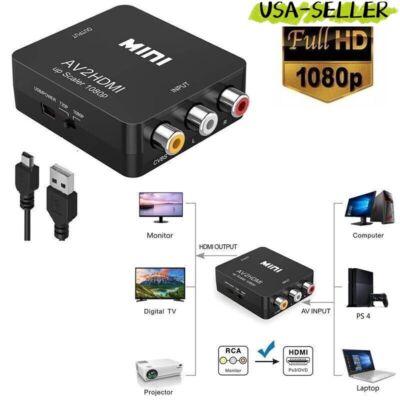 AV to HDMI High Definition Converter Composite CVBS Audio Video Adapter ...
