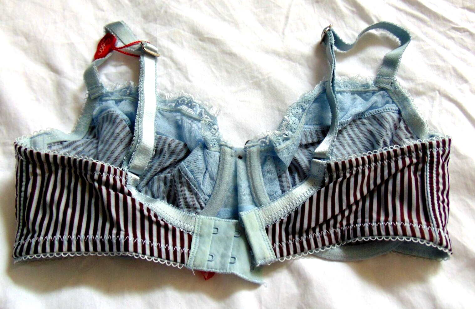 TRIUMPH Beautiful Vintage Stripe W Bra Size 32B Blue… - Gem