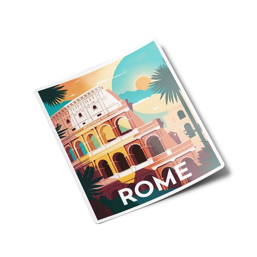 PACK x5 AUTOCOLLANTS Stickers Rome Italie vintage illustration design ...